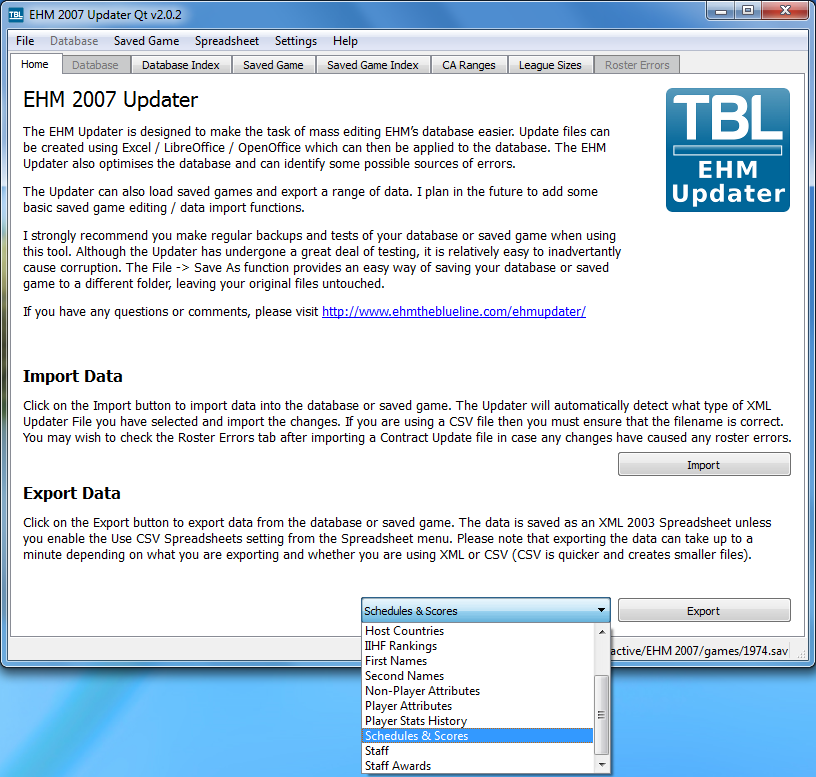 EHM 2007 Updater v2.0.6 (Database & Saved Game Editor) - EHM The Blue Line
